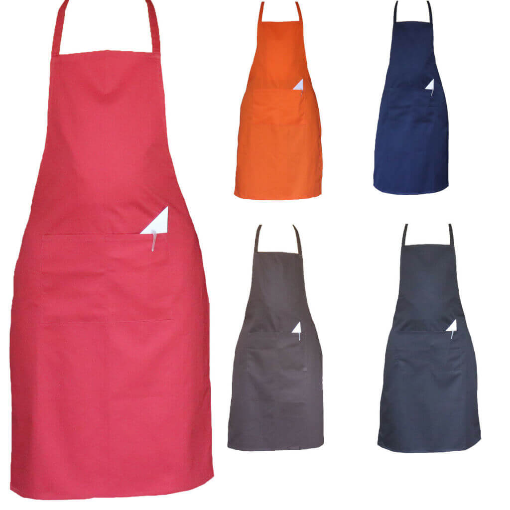 Full Apron Solid Color Front Pockets Chefs Aprons. - PH CHEFS WEAR